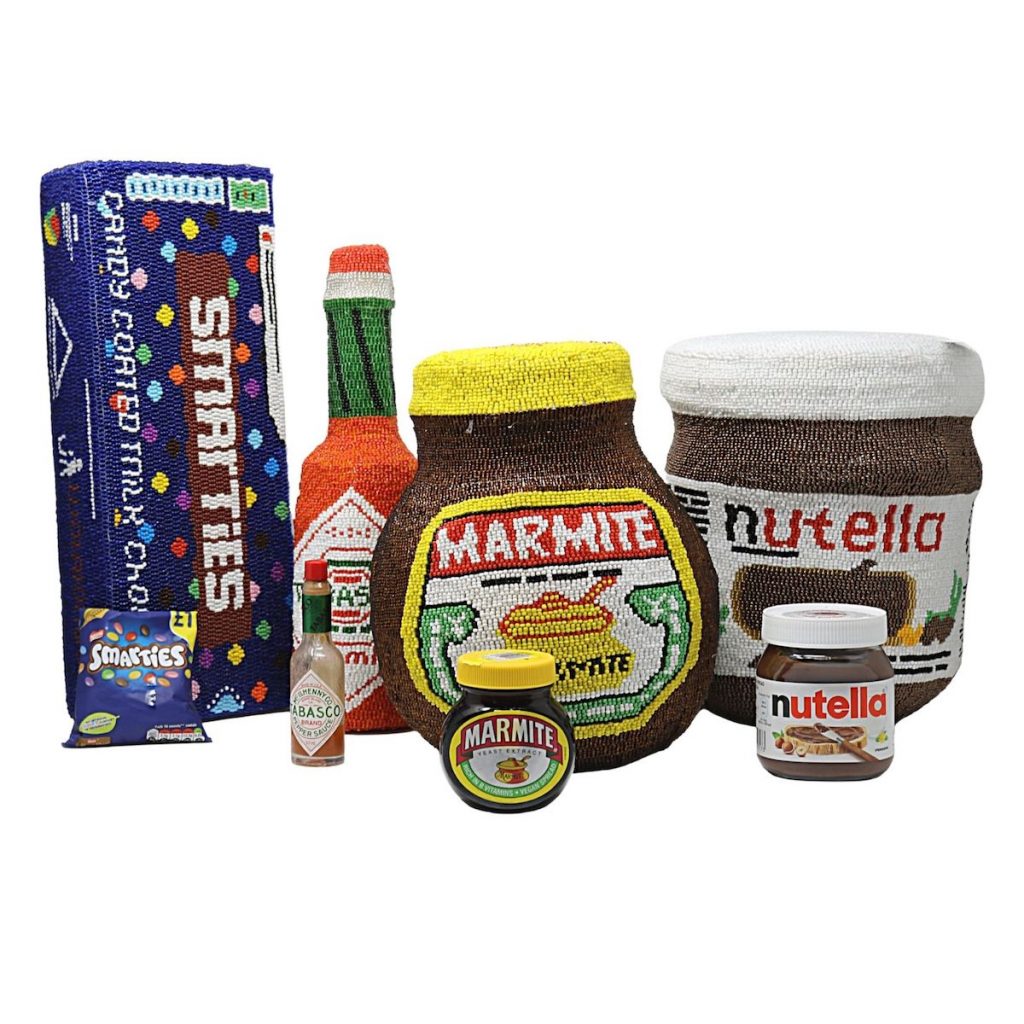 Beaded Marmite art - Monkey Apple