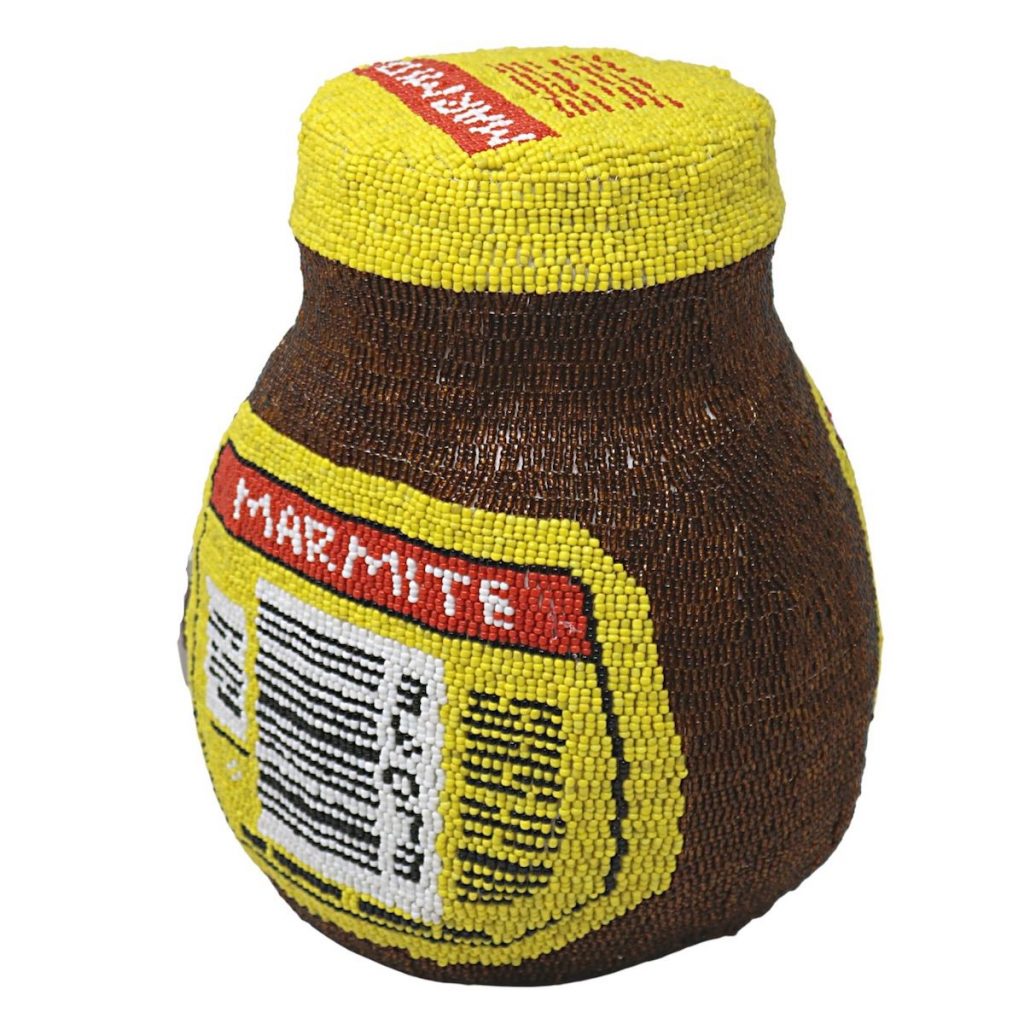 Beaded Marmite art - Monkey Apple